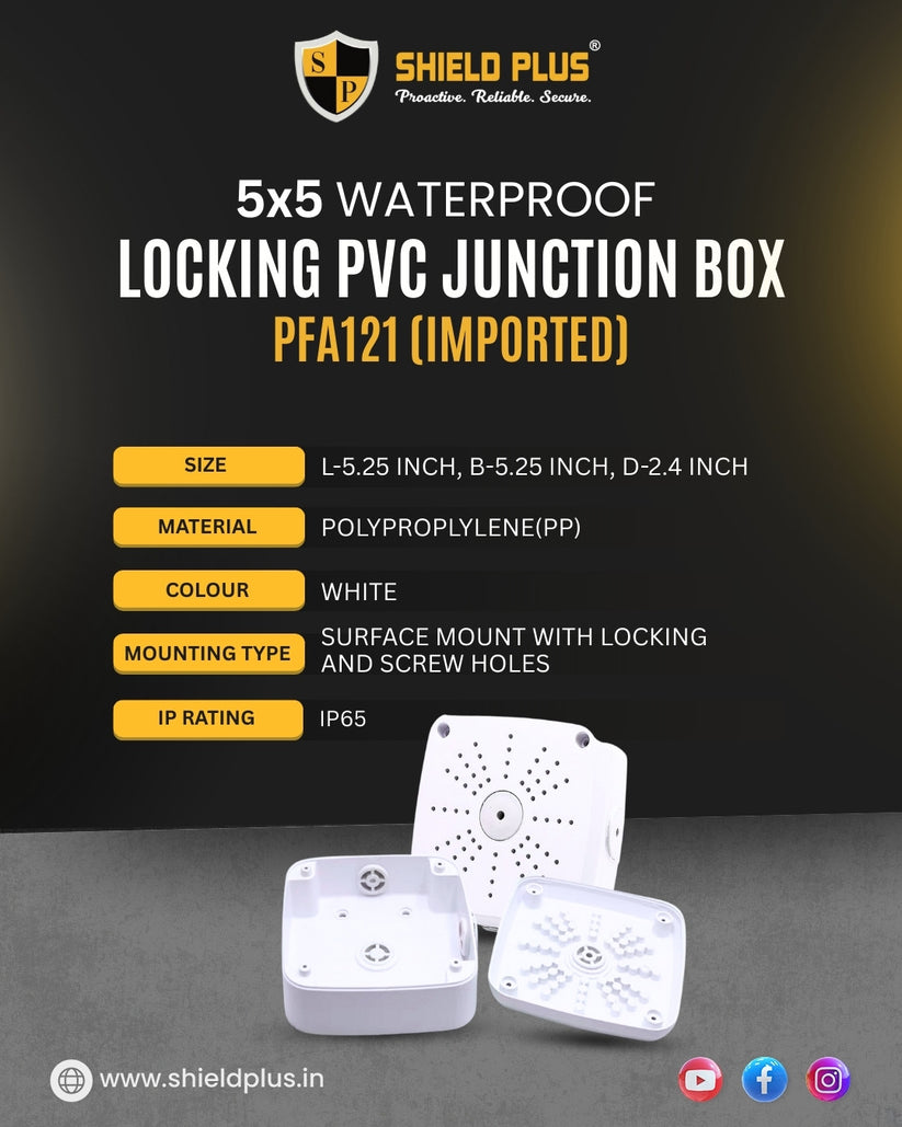 SP- 5*5 WATERPROOF LOCKING PVC JUNCTION BOX-PFA121 (IMPORTED) – Shield Plus