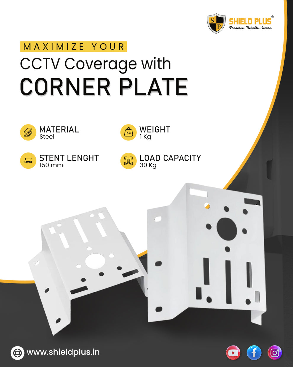 SP- CORNER PLATE FOR CCTV – Shield Plus