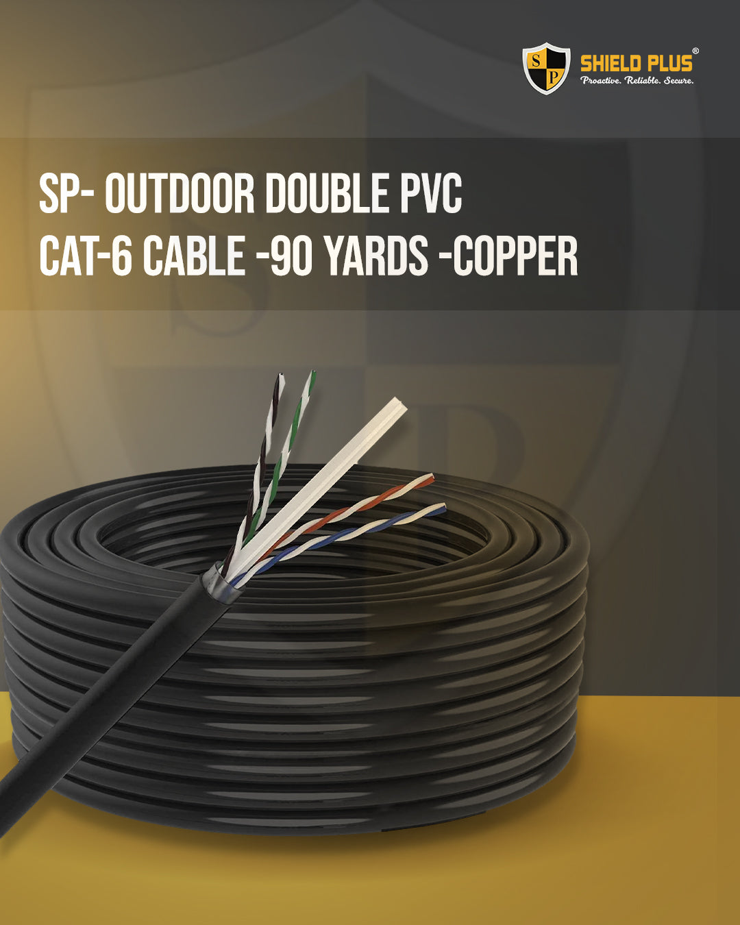 SP- OUTDOOR DOUBLE PVC CAT-6 CABLE -90 YARDS -COPPER – Shield Plus